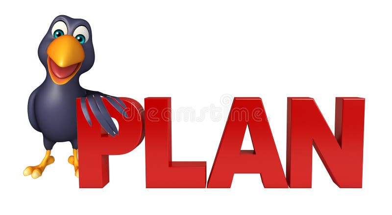 Crow Cartoon Character with Plan Sign Stock Illustration - Illustration ...