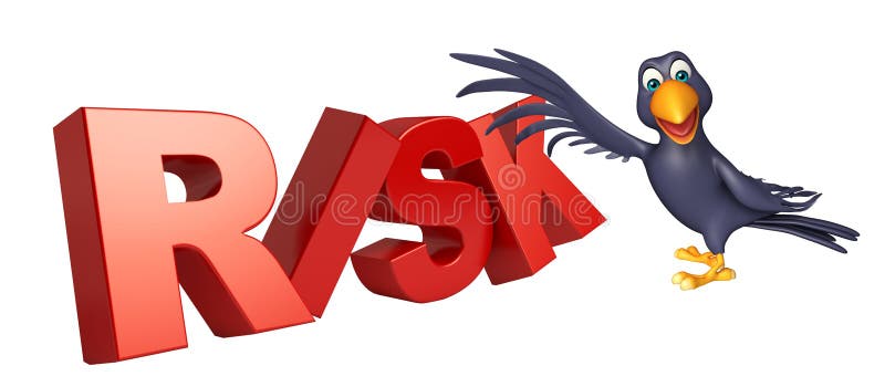 Crow Cartoon Character with Risk Sign Stock Illustration - Illustration ...