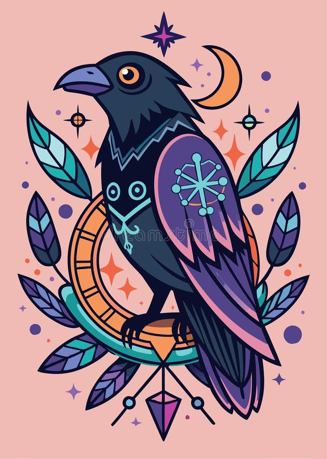 Crow cartoon style stock vector. Illustration of wild - 368306247