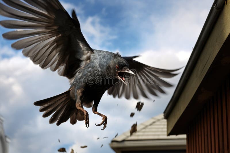 A Crow Chasing a Pigeon Mid-air Stock Image - Image of prey, nature ...