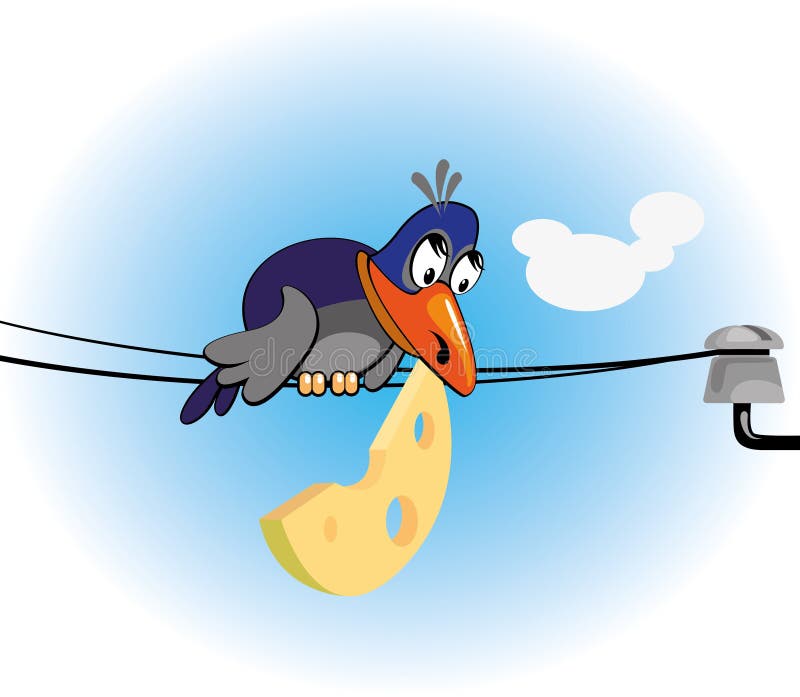 Crow and Cheese Fable Cartoon Illustration Stock Illustration ...