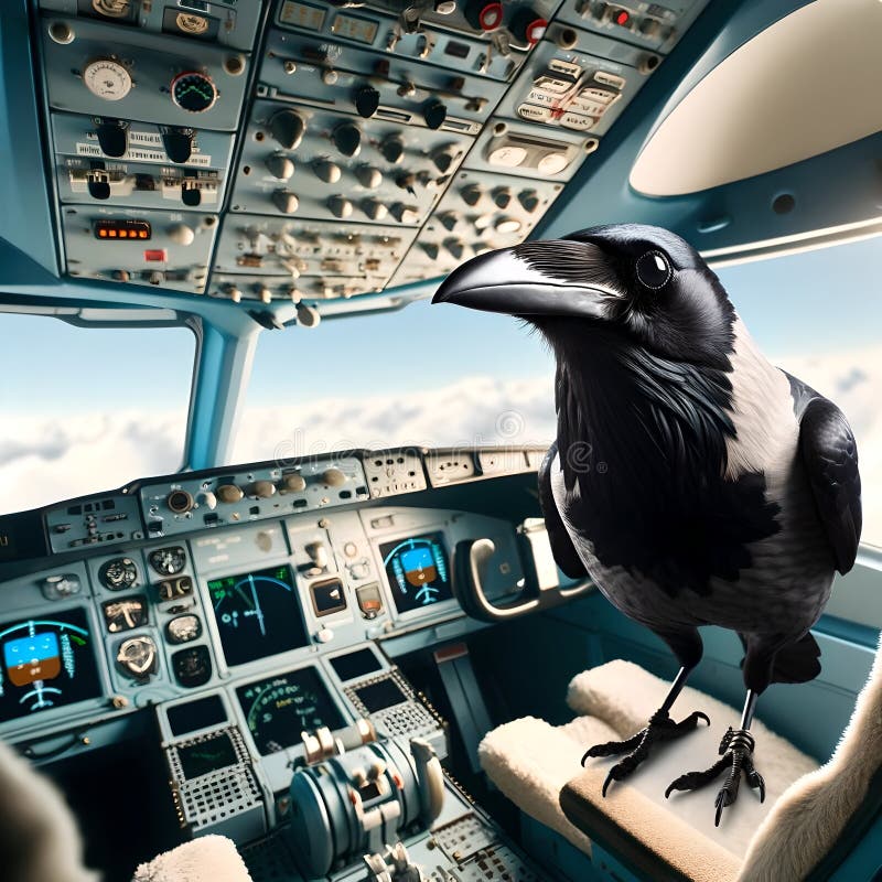 A crow in a cockpit stock image. Image of aircraft, aviation - 302125365