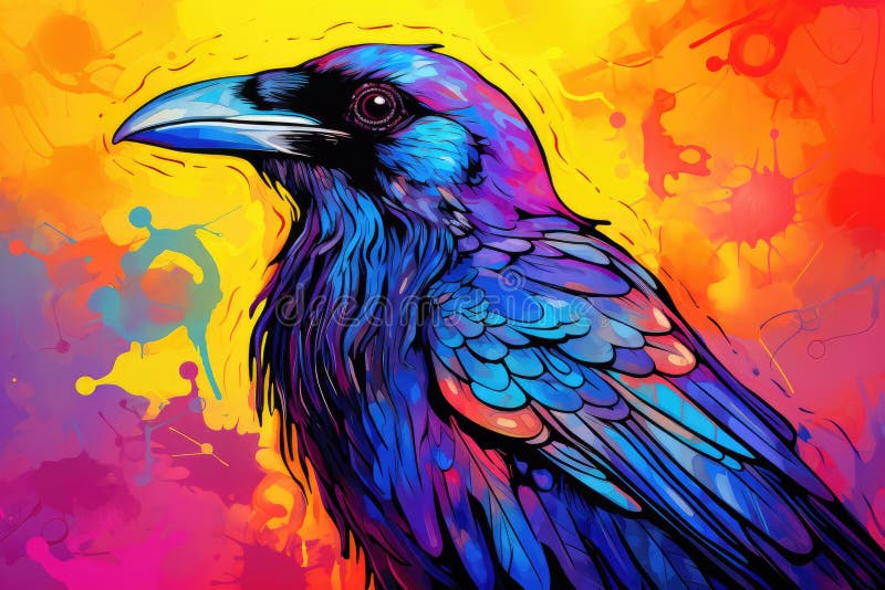 Crow Colorful Animal Illustration AI Generated Stock Image - Image of ...