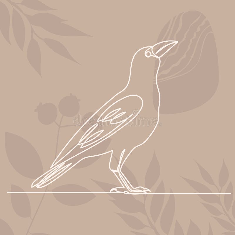 Crow Continuous Line Drawing, Sketch Stock Vector - Illustration of ...