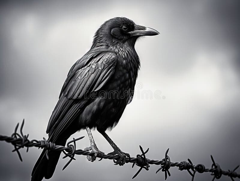 Crow stock illustration. Illustration of beak, white - 293683467