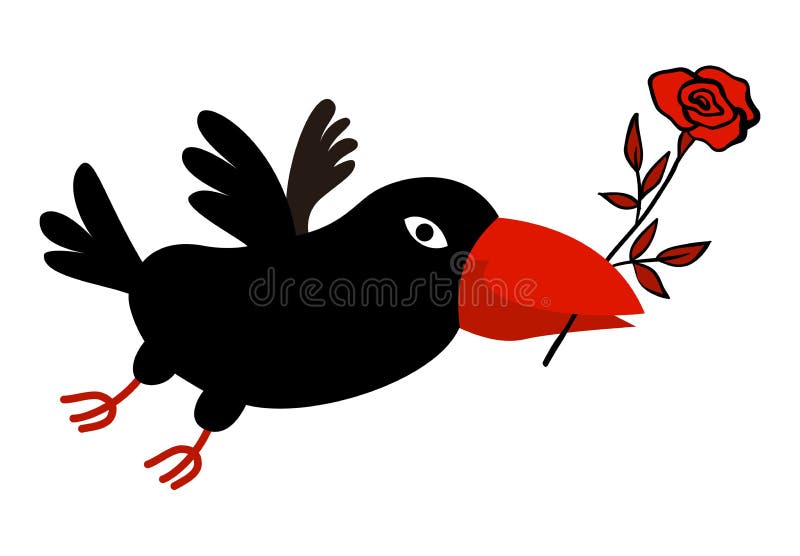 A Crow with an Envelope in Its Beak. Animated Character in the Style of ...