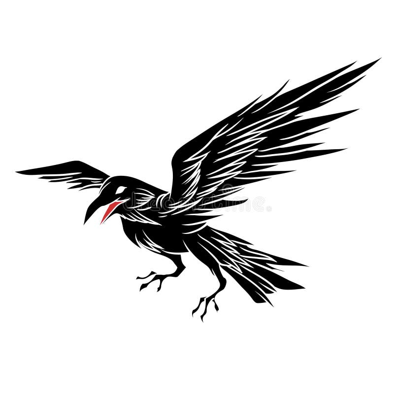 Crow Flying Bird Animal Wildlife Symbol Icon Stock Vector ...
