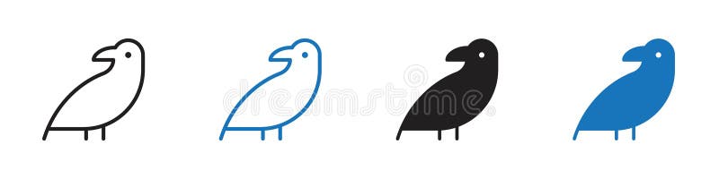 Crow Icon Linear Graphics Set Vector in Black Stock Illustration ...