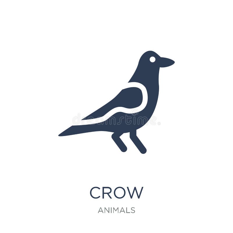 Crow Icon in Cartoon Style on White Background. Bird Symbol Stock ...