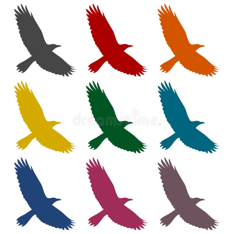 Crow Icons Set with Long Shadow Stock Vector - Illustration of float ...