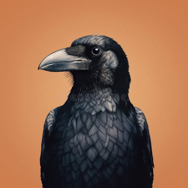 Crow Illustration on Orange Stock Illustration - Illustration of ...