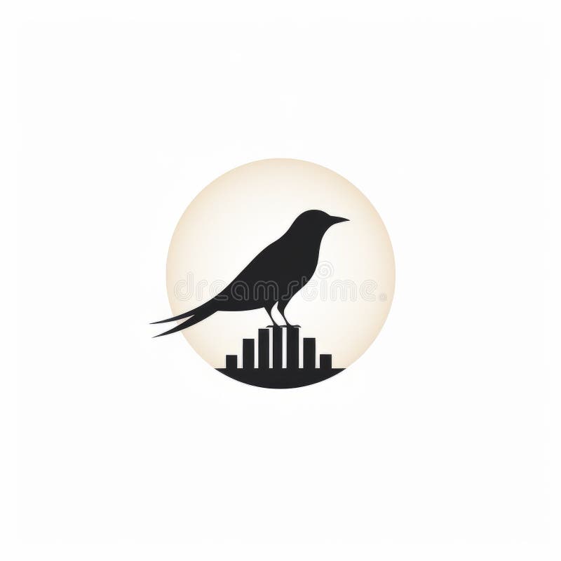 Crow Logo Vector Illustration in Dark Navy Style Stock Illustration ...