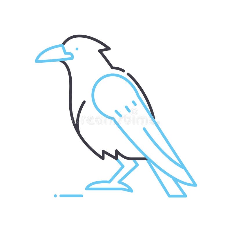 Crow Line Icon, Outline Symbol, Vector Illustration, Concept Sign Stock ...