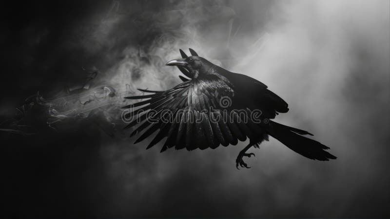 Crow and Magic Black Atmosphere Stock Photo - Image of bird, misty ...