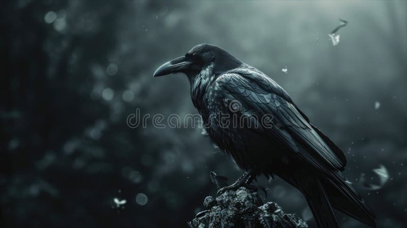 Crow and Magic Black Atmosphere Stock Image - Image of eerie, forest ...