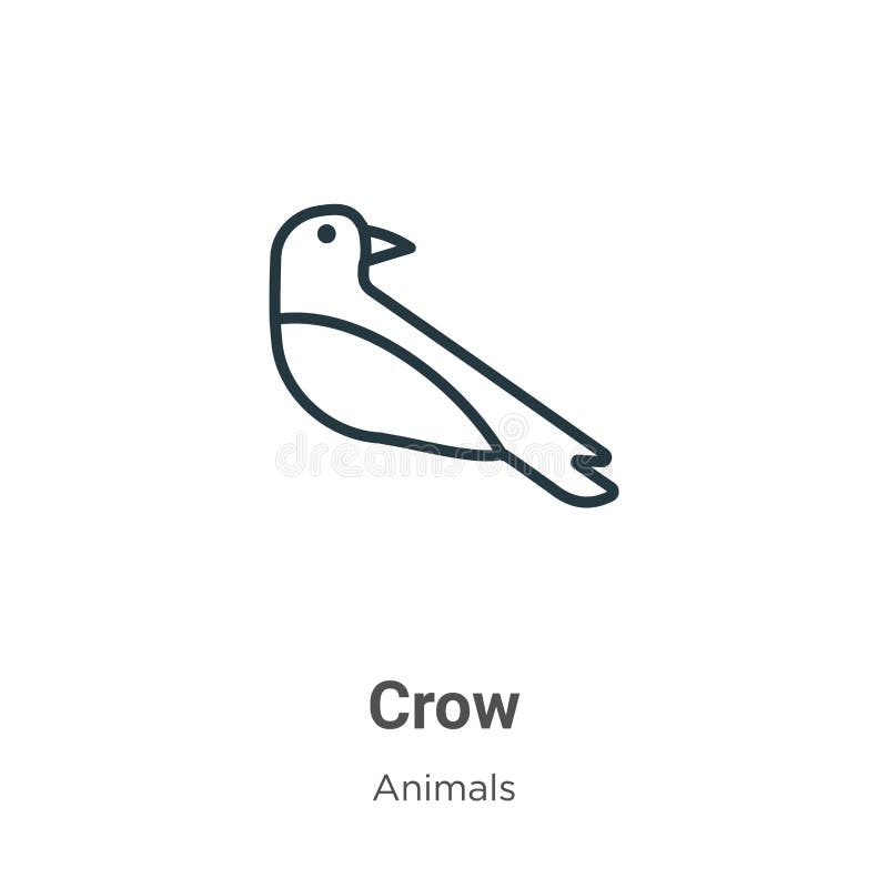 Crow Outline Vector Icon. Thin Line Black Crow Icon, Flat Vector Simple ...