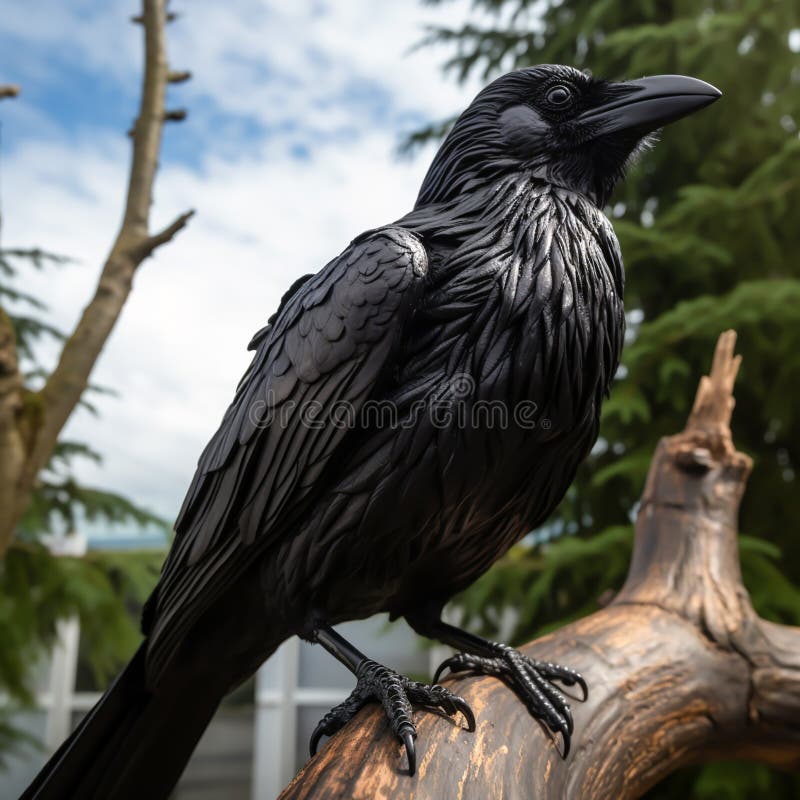 Crow Perched on Tree Branch. AI Generative Stock Illustration ...
