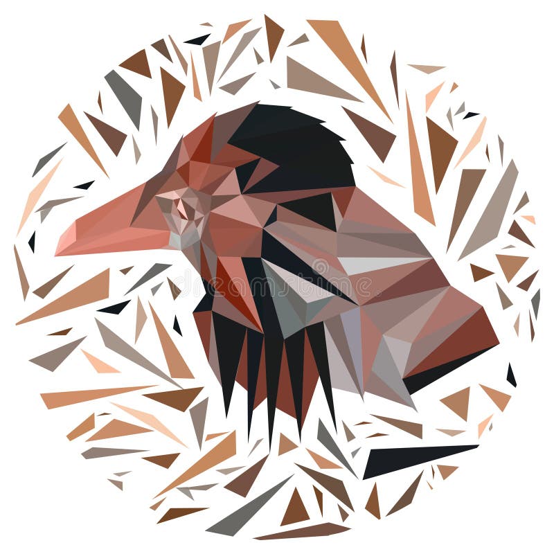 Crow in Pink Colors Framed by Triangles Scattered in a Circle Stock ...