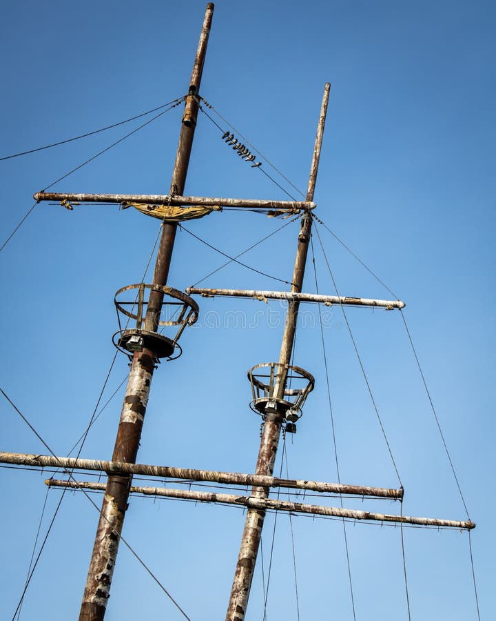 A Ship`s Crow`s Nest Against a Clear Sky - Right Stock Image - Image of ...