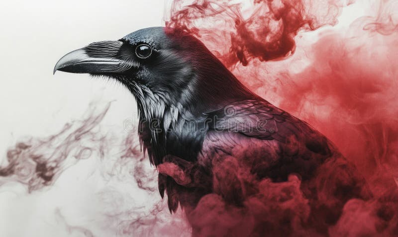 A Crow is Shown with Its Head in the Smoke of a Fire Stock Illustration ...