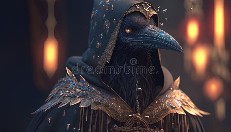 Crow Wizard Digital Art Illustration, Generative AI Stock Illustration ...