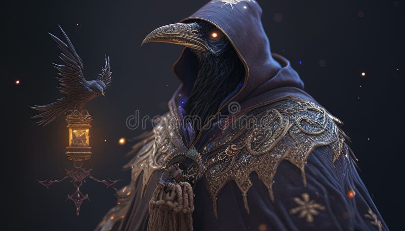 Crow Wizard Digital Art Illustration, Generative AI Stock Illustration ...