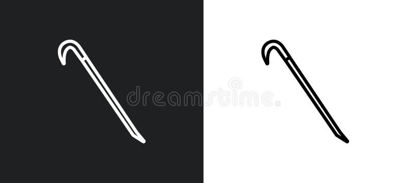 Crowbar Outline Icon in White and Black Colors. Crowbar Flat Vector ...