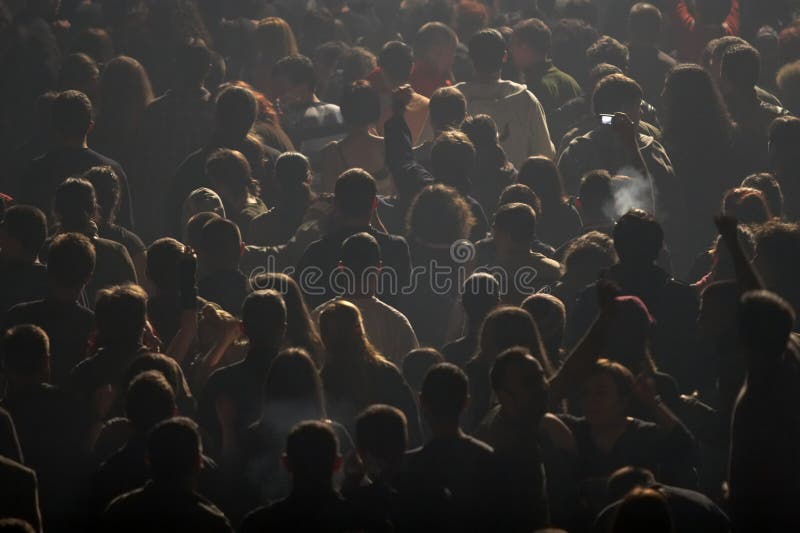 Panoramic Shot of Crowd Shouting with Hands on Face Stock Photo - Image ...