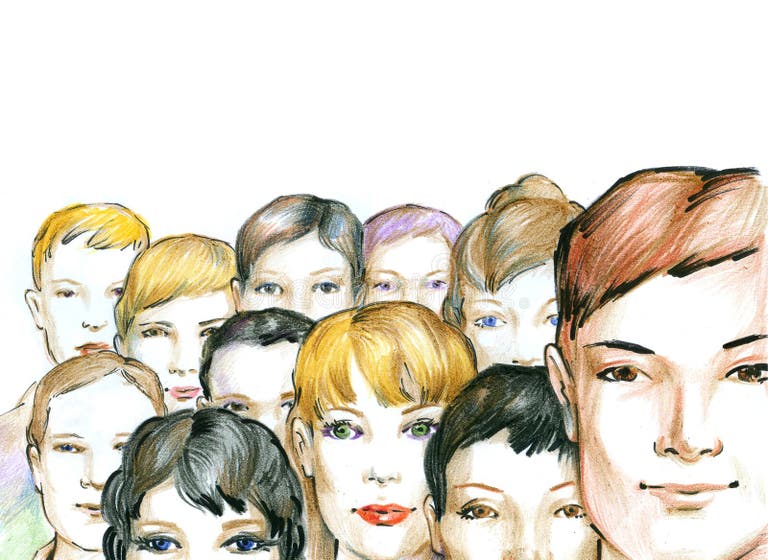 Pencil Drawing Crowd Stock Illustrations – 655 Pencil Drawing Crowd ...