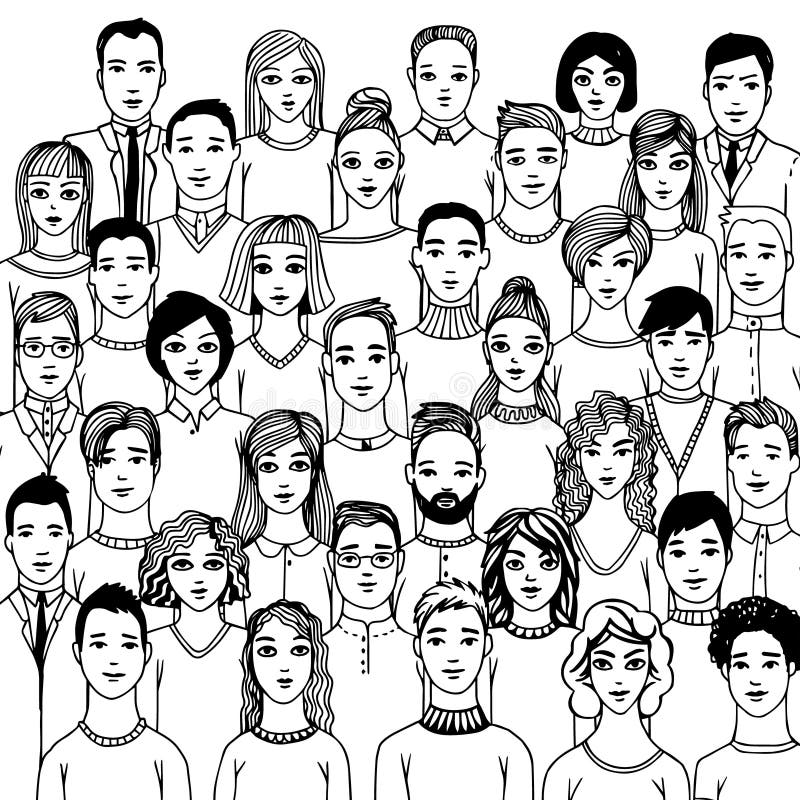 The Crowd of Abstract People Standing in Queue. Flat Design Stock ...