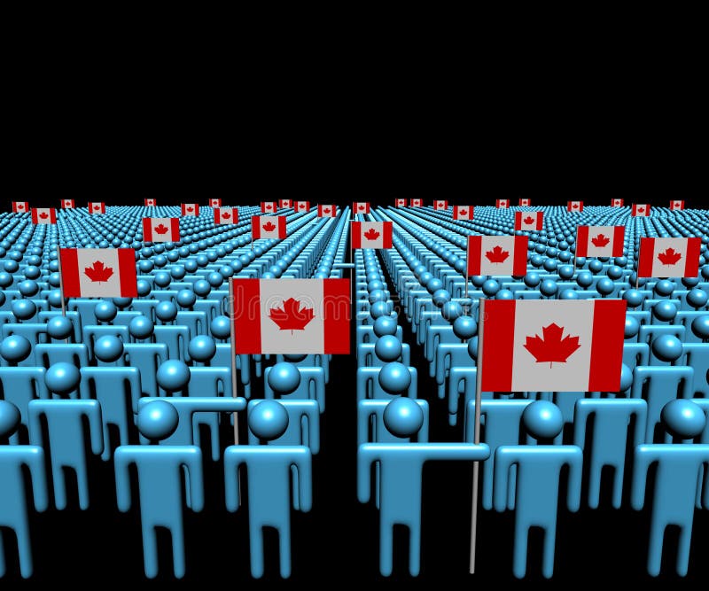 Crowd of Abstract People with Many Canadian Flags Illustration Stock ...