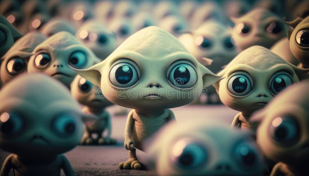 A Crowd of Alien Creatures. Generative AI Stock Illustration ...