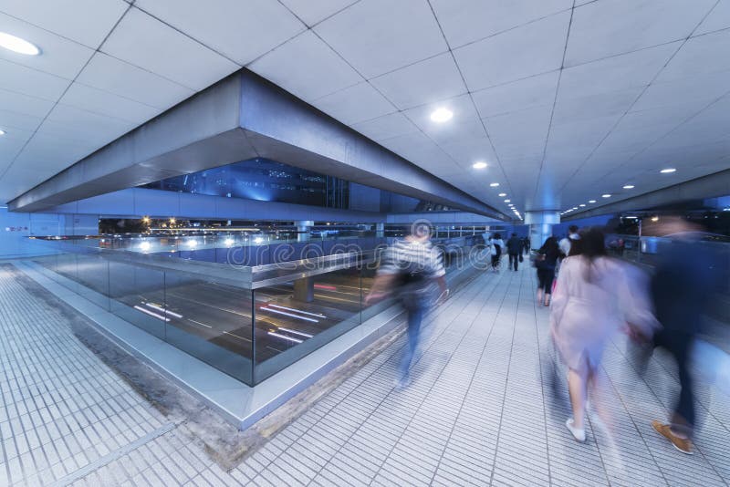 Crowd of Anonymous People Walking in Modern Pedestrian Walkway Stock ...