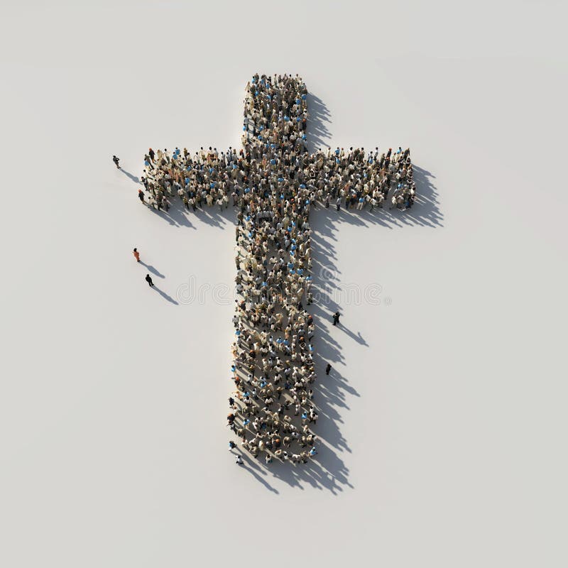 Crowd as the cross stock illustration. Illustration of belief - 61060335