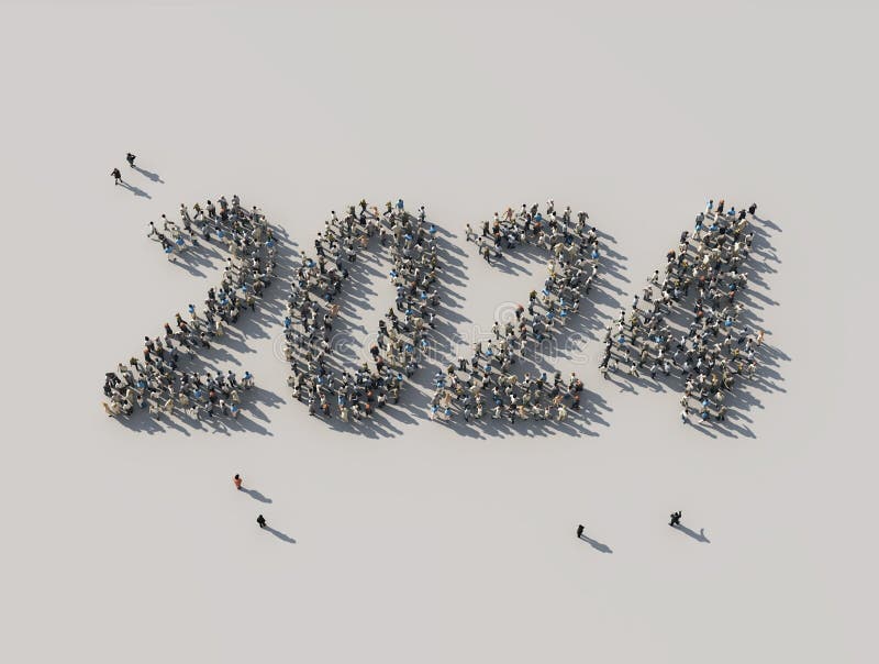 Crowd as the 2024 numbers stock image. Image of aerial - 282487603