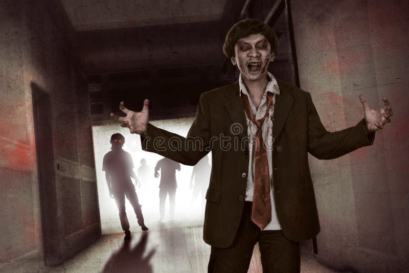 Crowd of Asian Zombies with Red Eyes and Angry Face Stock Photo - Image ...