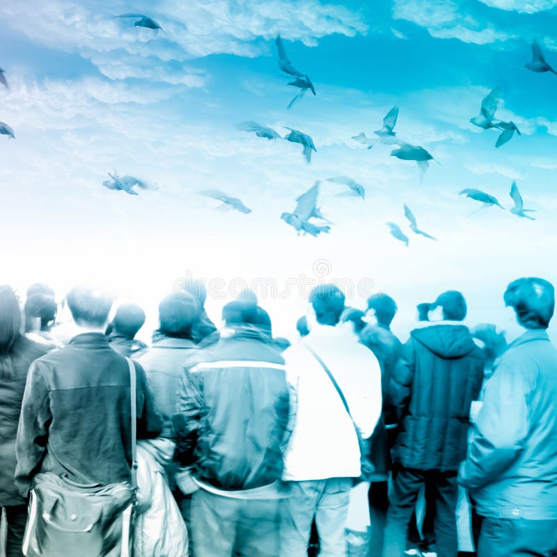 Crowd Audience Back View Freedom Stock Image - Image of peace, back ...