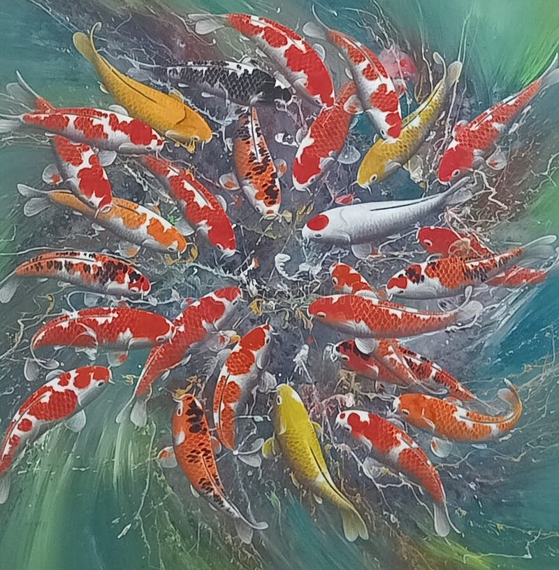 A Crowd of Beautiful Koi Fish in a Pond Stock Photo - Image of fish ...