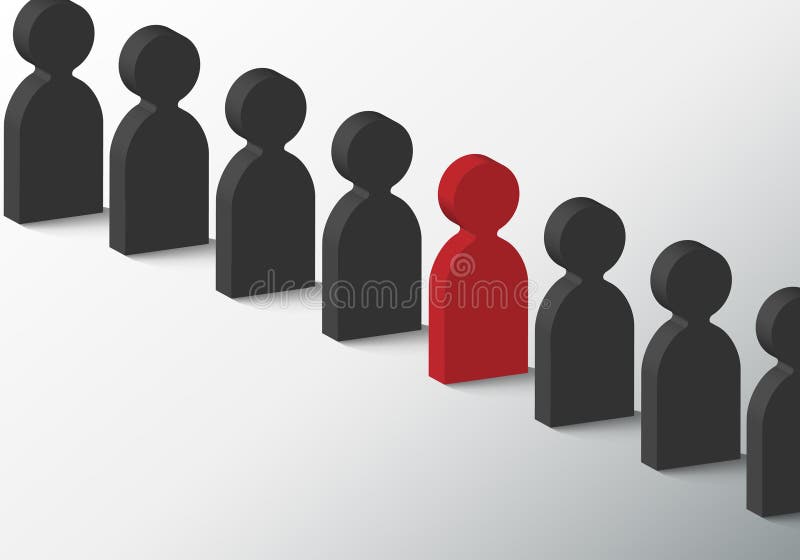 Crowd Black People Sign with Red Head Sign. Concept of Difference ...