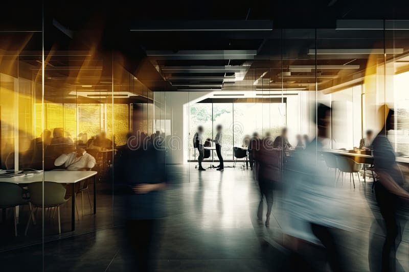 Crowd of Blurred Office Employees on the Floor. Generative Ai Stock ...