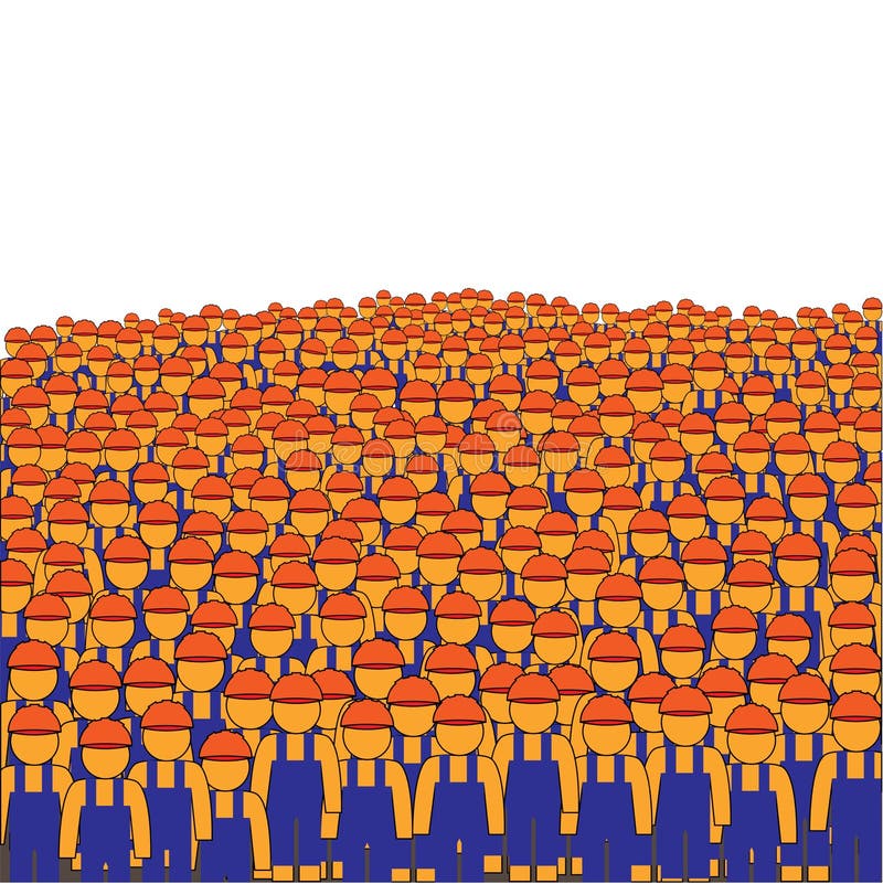 Labor Migration Poster, a Crowd of Orange Abstract People Isolated on a ...