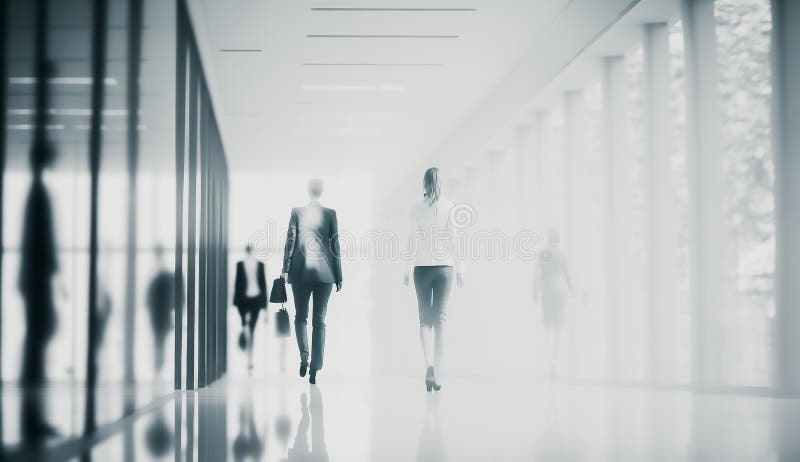 Crowd of Business People Walking in Modern Office Fast Moving ...
