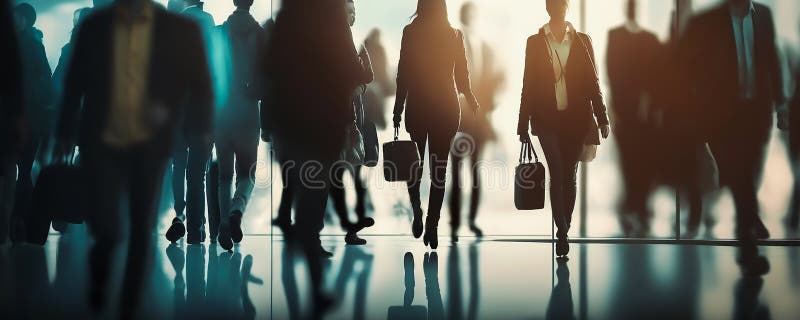 Crowd of Business People Walking in Office Fast Moving, Generative Ai ...