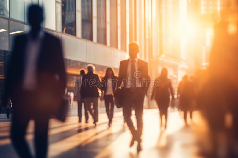 Crowd of Business People Walking in Office Fast Moving .Generative AI ...