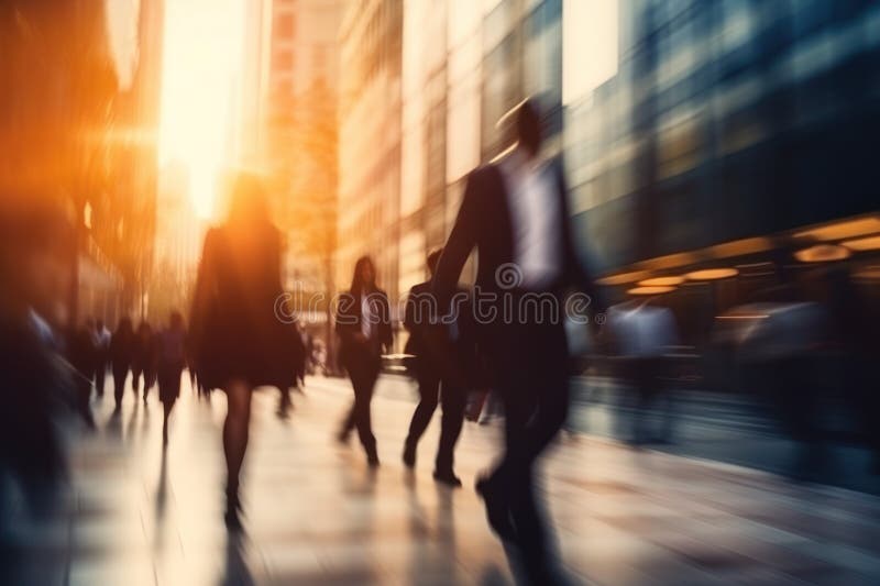 Crowd of Business People Walking in Office Fast Moving .Generative AI ...