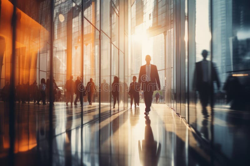 Crowd of Business People Walking in Office Fast Moving .Generative AI ...