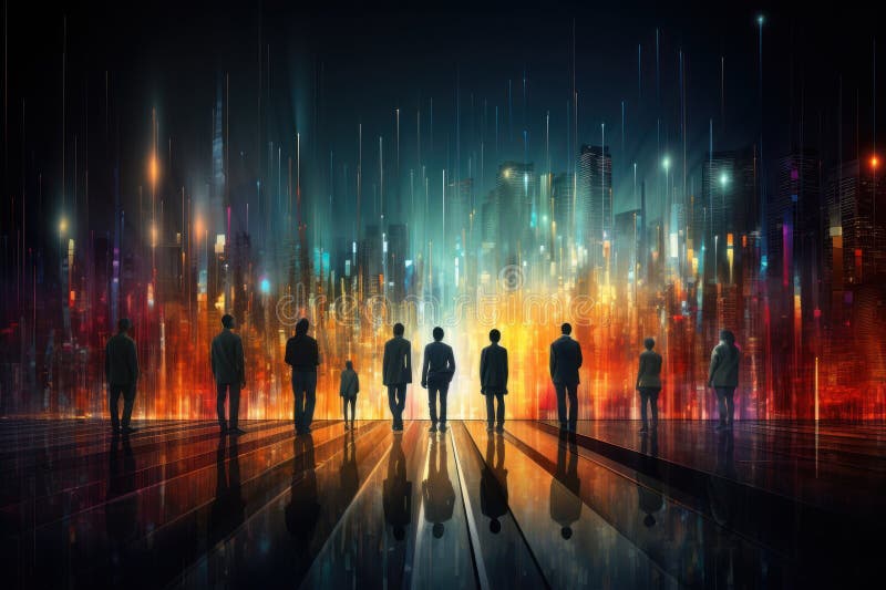 Crowd of Business People Walking in Office Fast Moving .Generative AI ...