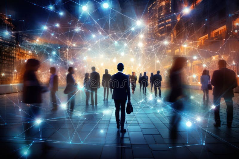 Crowd of Business People Walking in Office Fast Moving .Generative AI ...