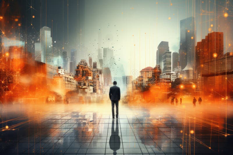 Crowd of Business People Walking in Office Fast Moving .Generative AI ...