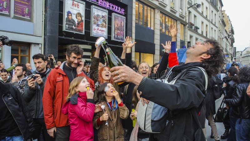 Crowd Celebrating Results French President Editorial Stock Image ...